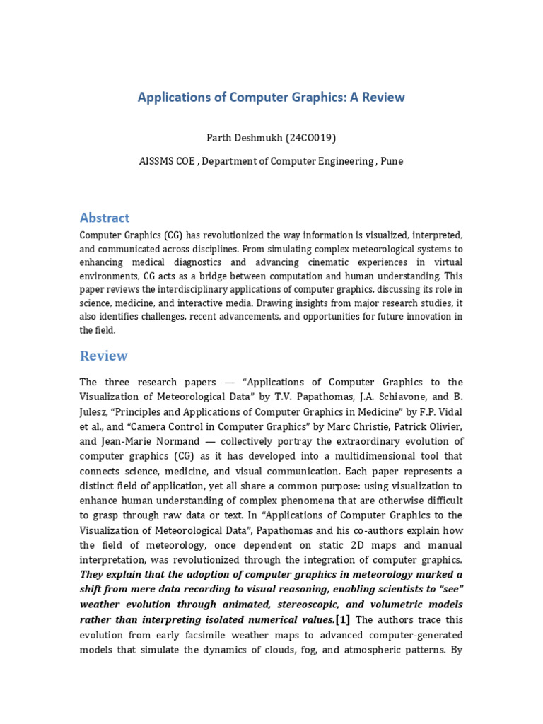 Interdisciplinary Applications of CG | PDF | Visualization (Graphics ...