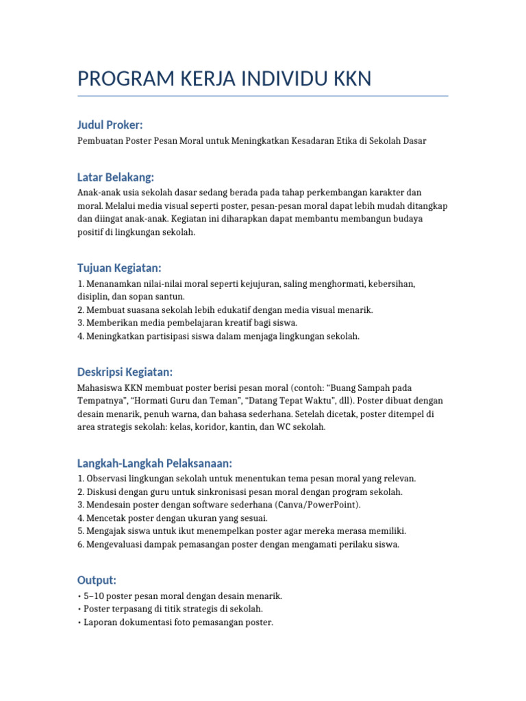 Proker_Individu_KKN_Poster_Pesan_Moral | PDF