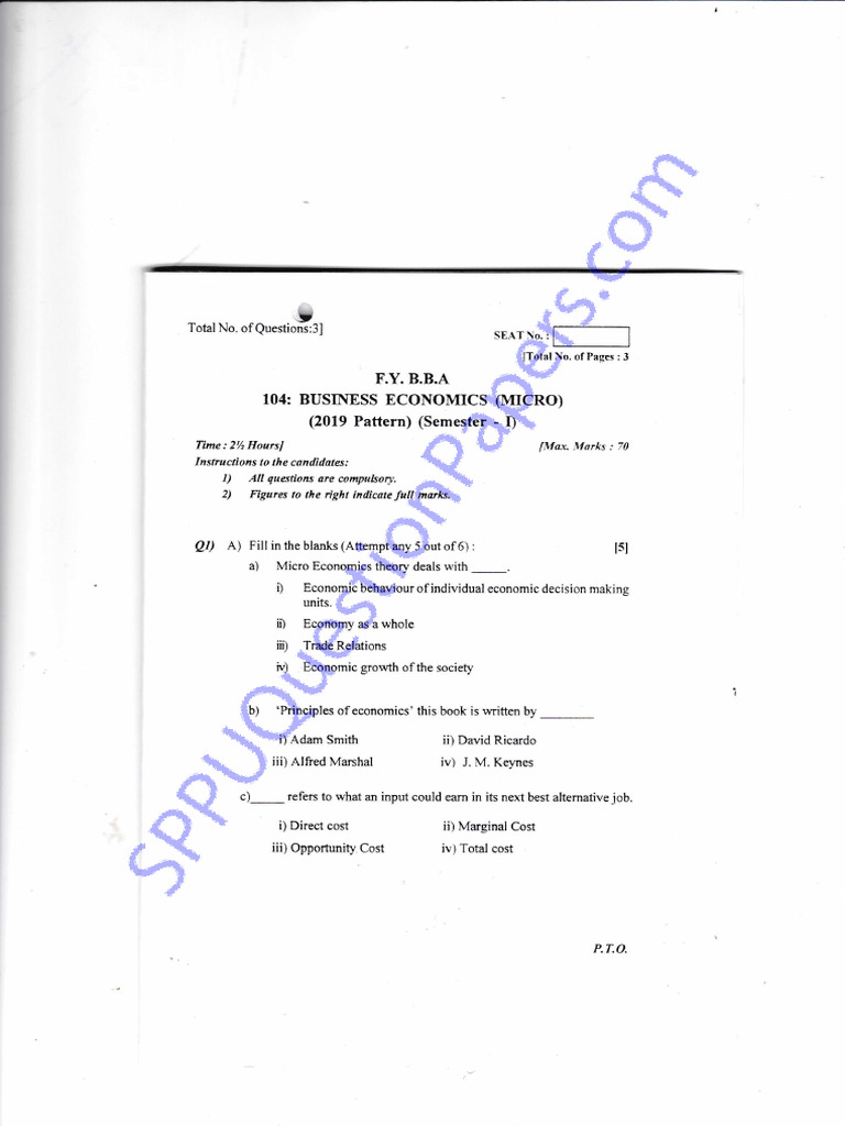 Commerce Bba Semester-1 2023 November Business-economics-micro-2019 ...