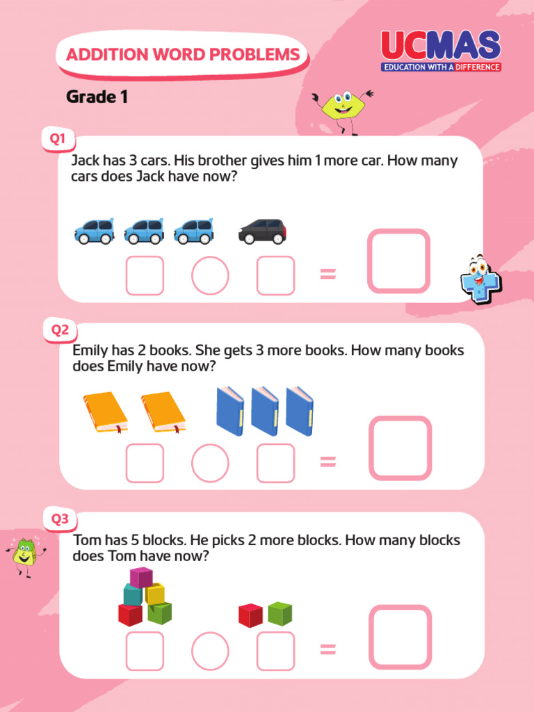 UCMAS Word Problem Math Worksheets Addition Grade1 | PDF