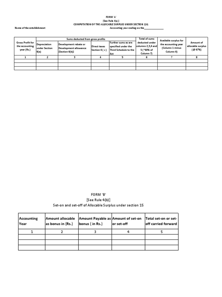 Bonus Act Forms A & B Overview | PDF | Business | Technology & Engineering