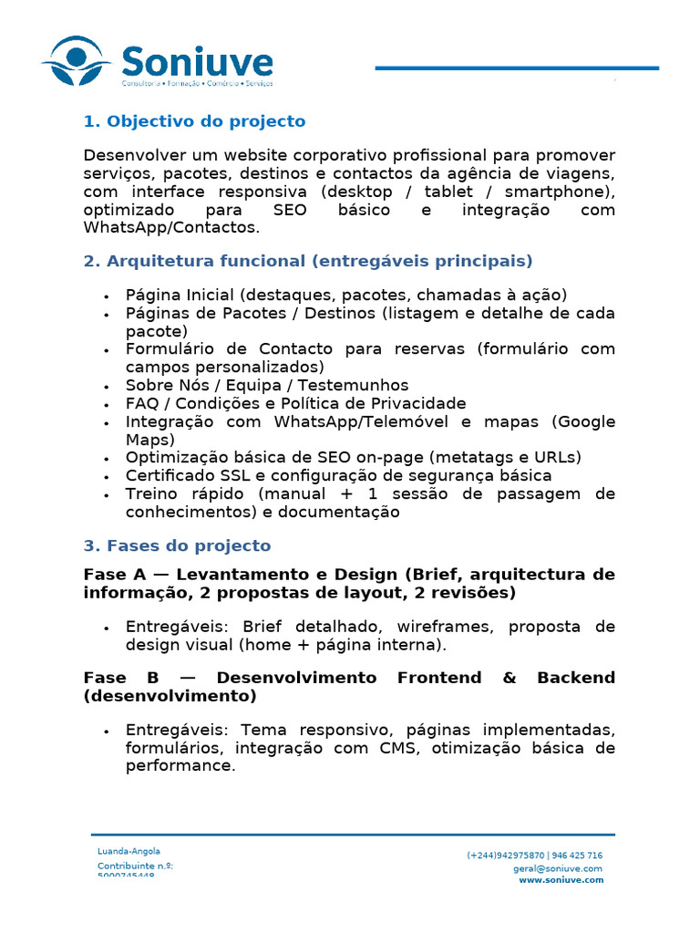 Porposta Comercial e Ténica - Agência de Viagem | PDF | Informática