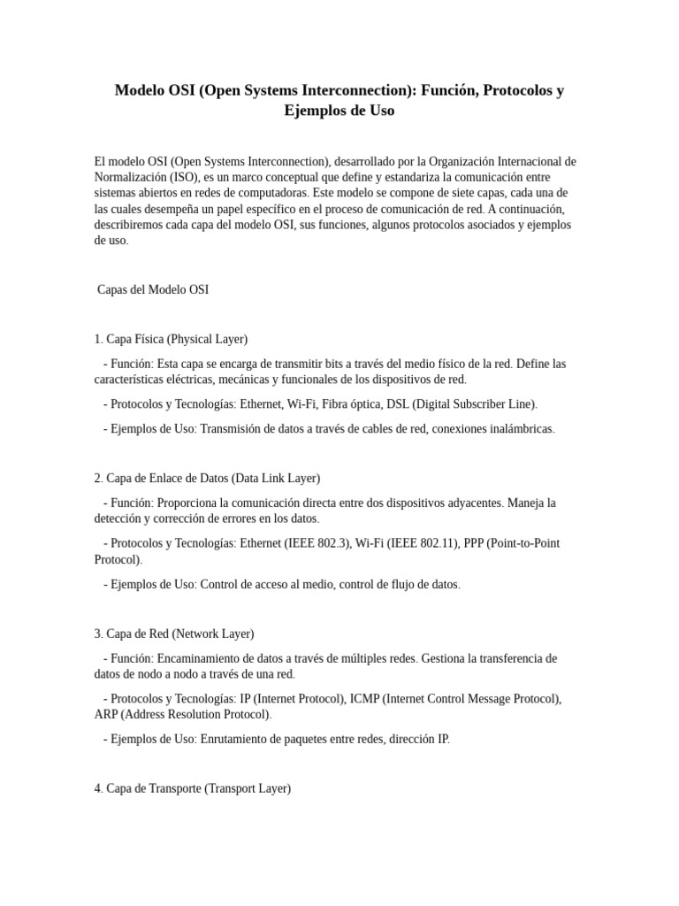Modelo OSI de La ISO | PDF | Red de computadoras | Modelo osi