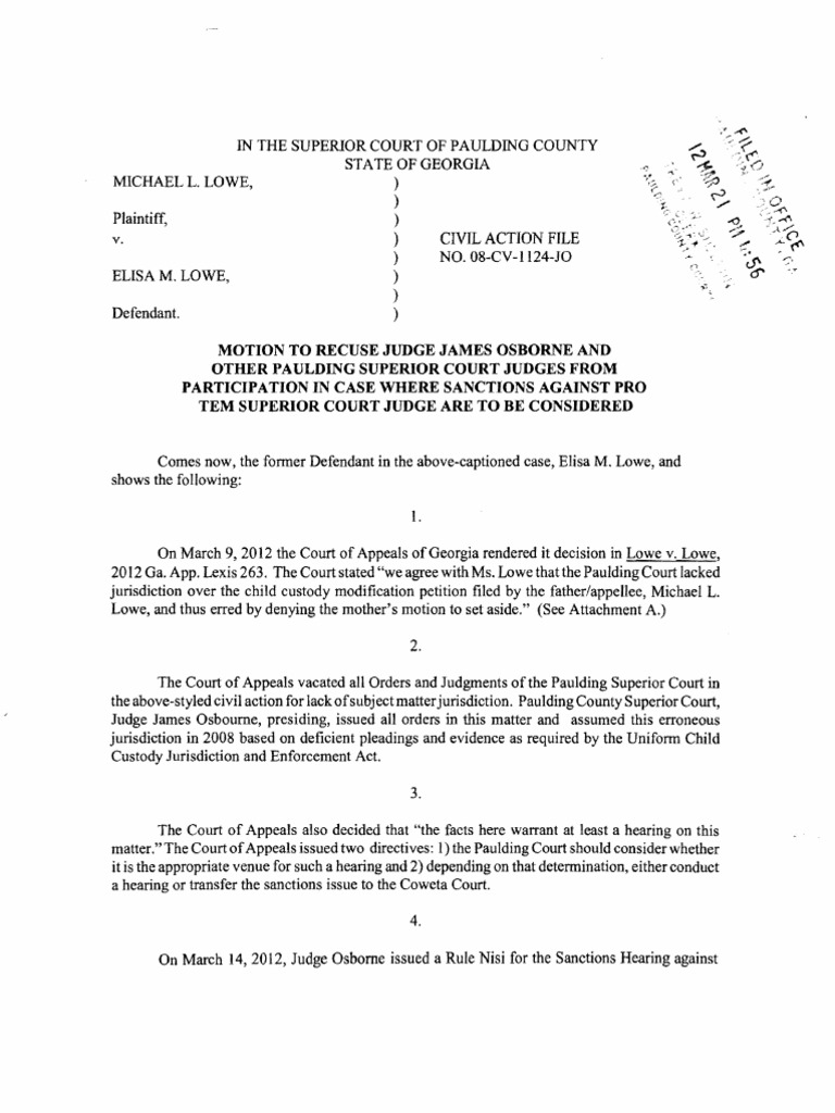 2012.03.21 Paulding Motion To Recuse Stamped | PDF | Judicial ...