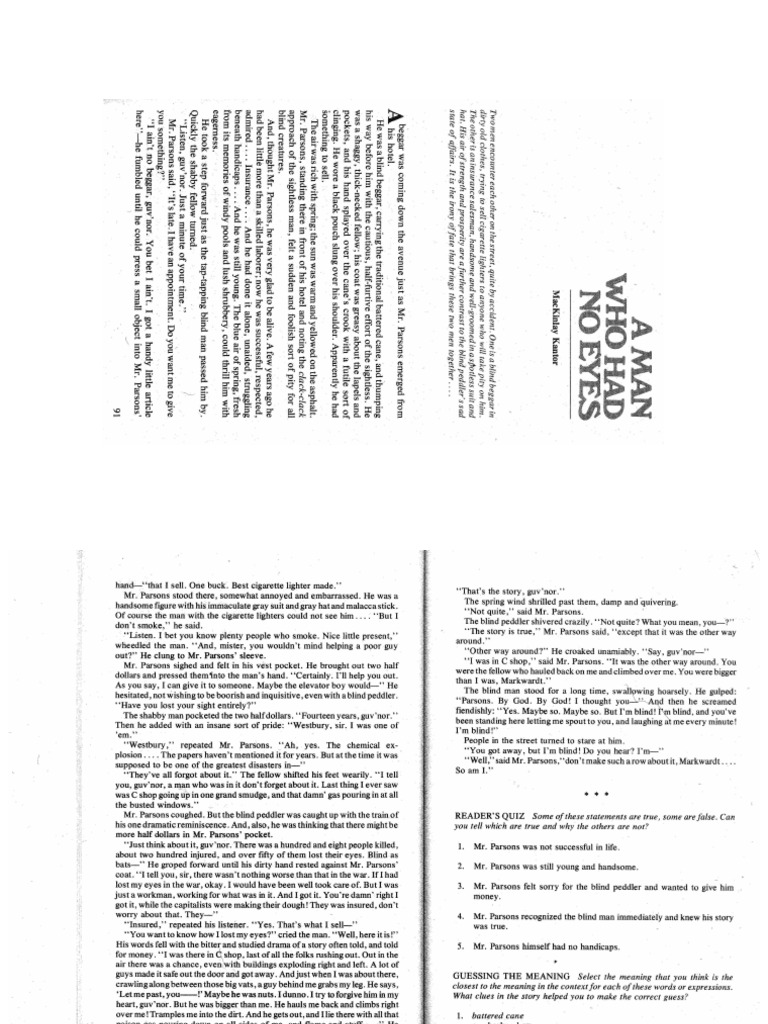 A Man Who Had No Eyes | PDF