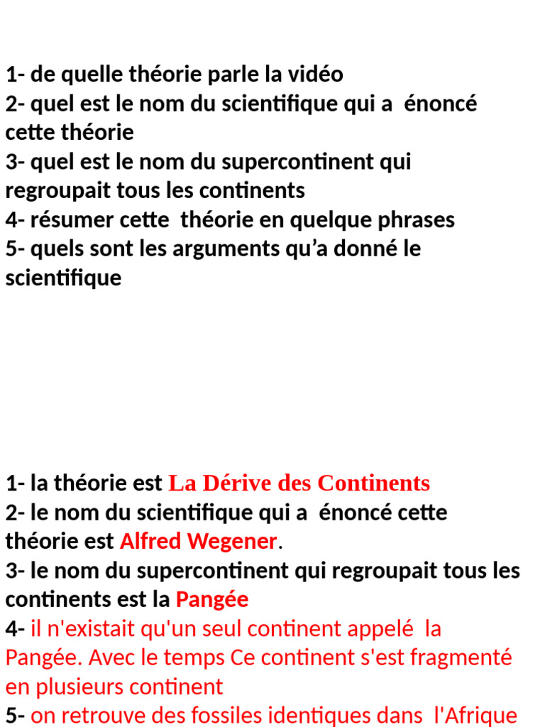 La Dérive Des Continents (Oxygène) | PDF | Tectonique des plaques ...