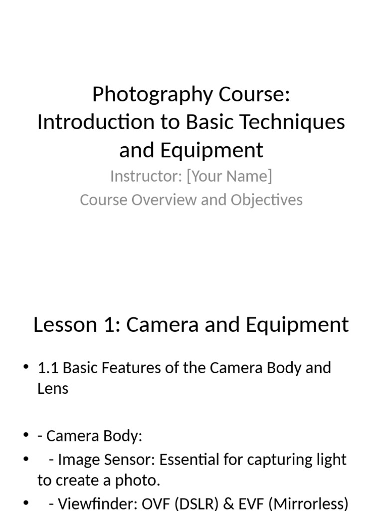 Photography Course Presentation | PDF | Camera | Shutter Speed