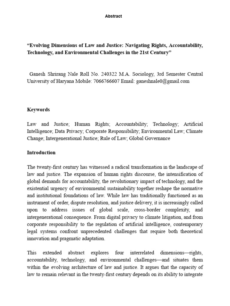 Evolving Dimensions of Law and Justice: Navigating Rights ...