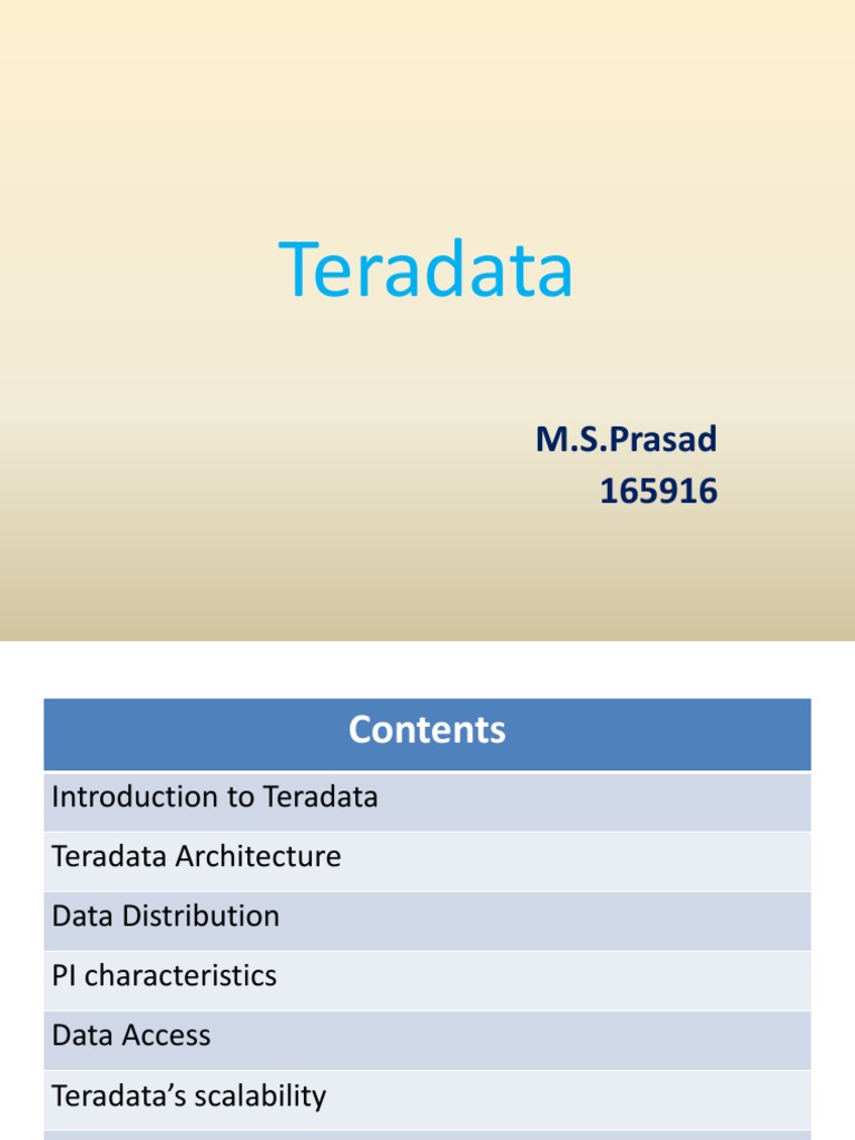 Introduction To Teradata | PDF | Database Index | Databases