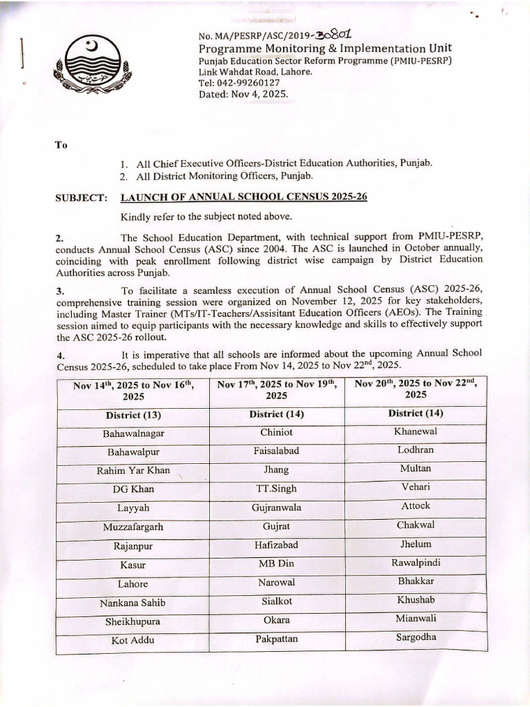 Annual School Census 2025-26 | PDF