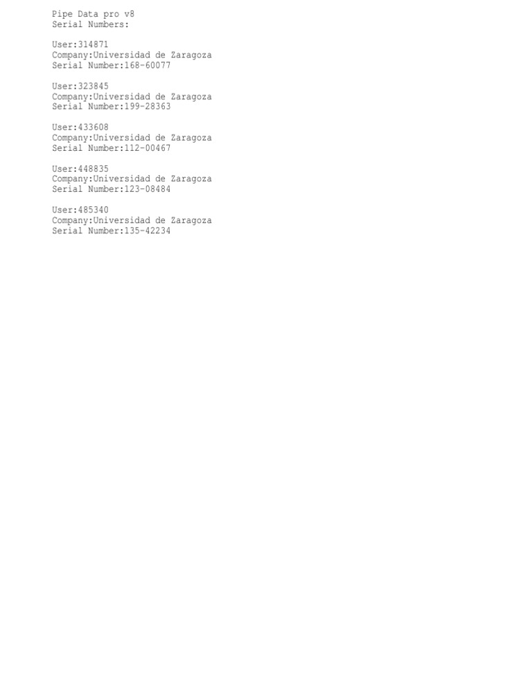 Pipe Data Pro v8 - Serial | PDF