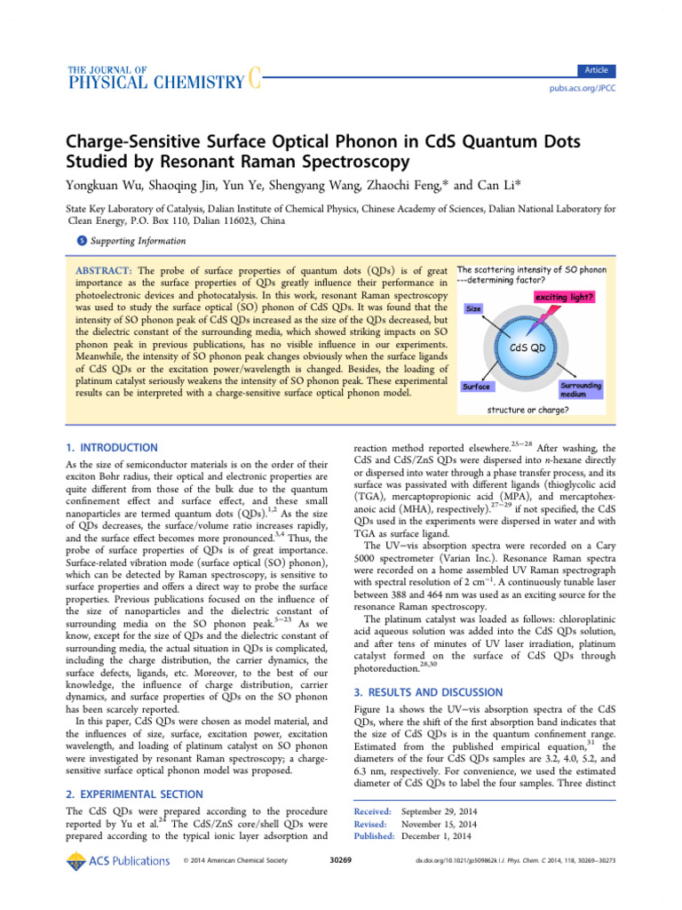 Charge Sensitive Surface Optical Phonon in Cds Quantum Dots Studied by ...