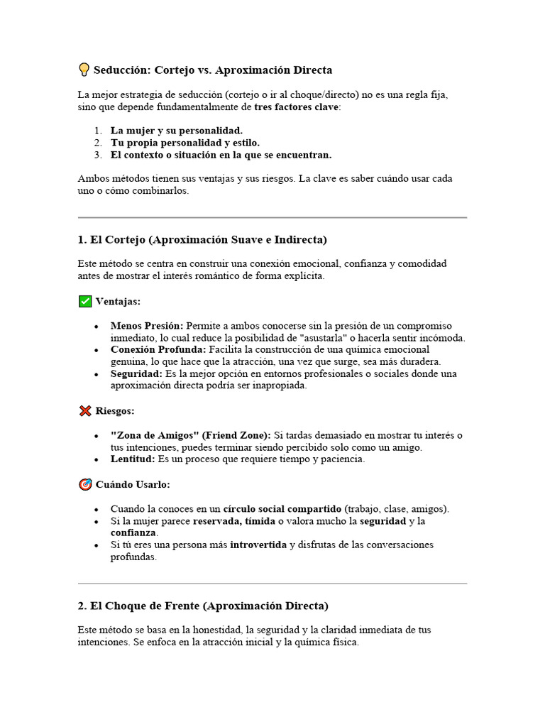 Estrategias de Seducción: Cortejo vs. Directo | PDF | Seducción ...