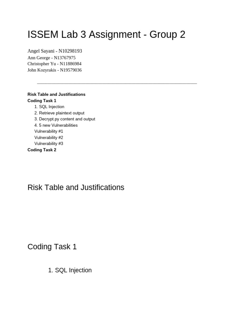 ISSEM Lab 3 Assignment - Group 2 | PDF | Computing | Computer Engineering