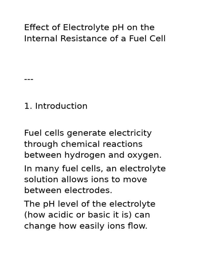 Effect of PH On Internal Resistance of Fuel Cell | PDF | Ph | Fuel Cell