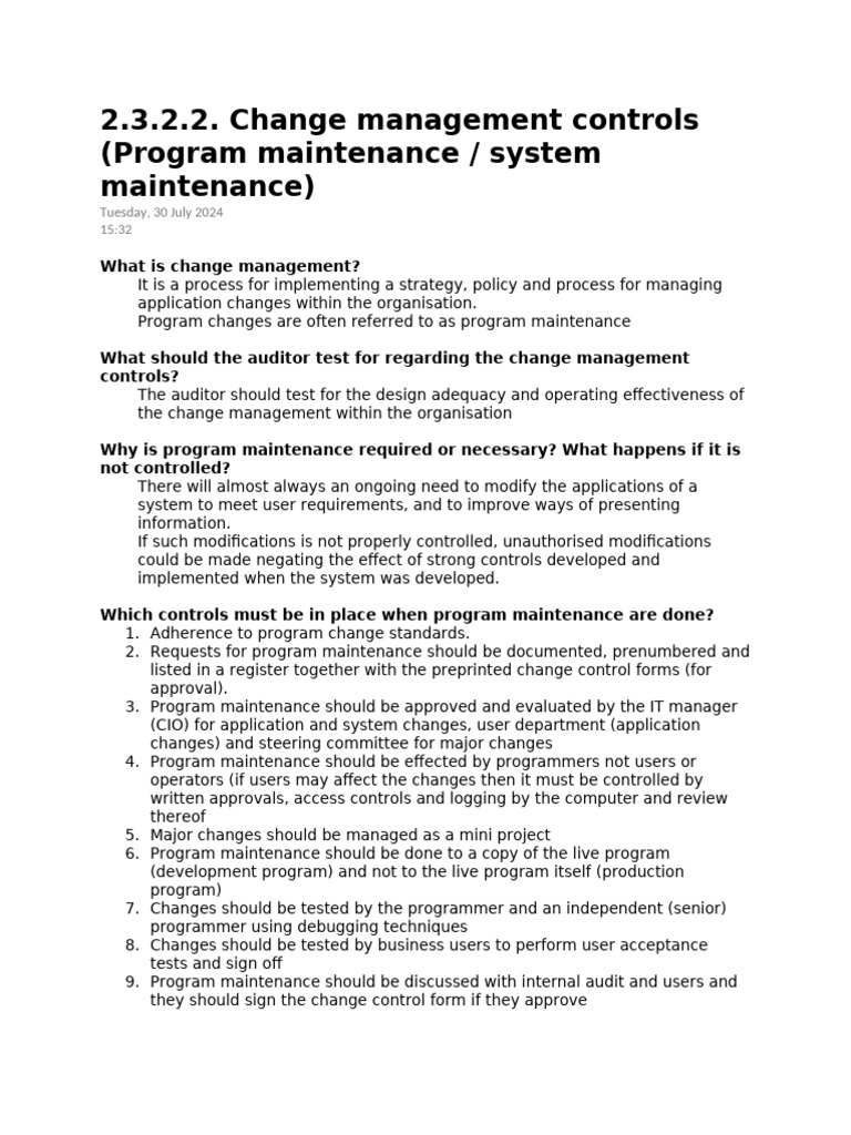 2.3.2.2. Change Management Controls (Program Maintenance System ...