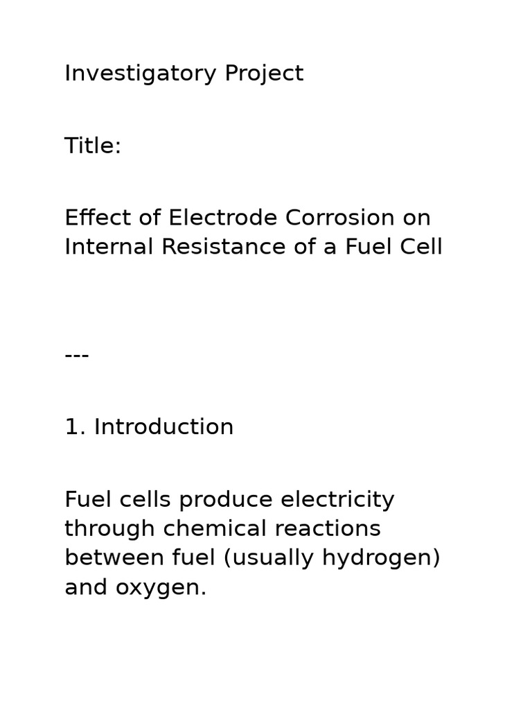 Investigatory Project On Topic Resistance of Fuel Cell 1 | PDF ...