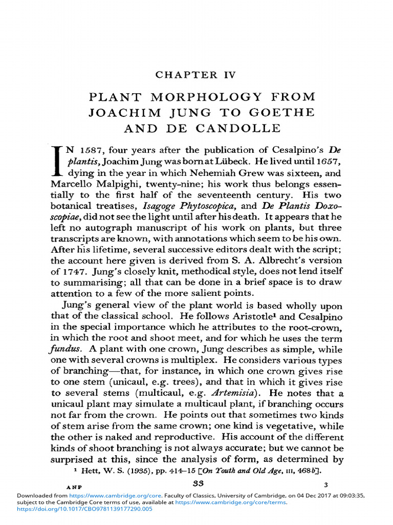 Plant Morphology From Joachim Jung To Goethe and de Candolle | PDF ...