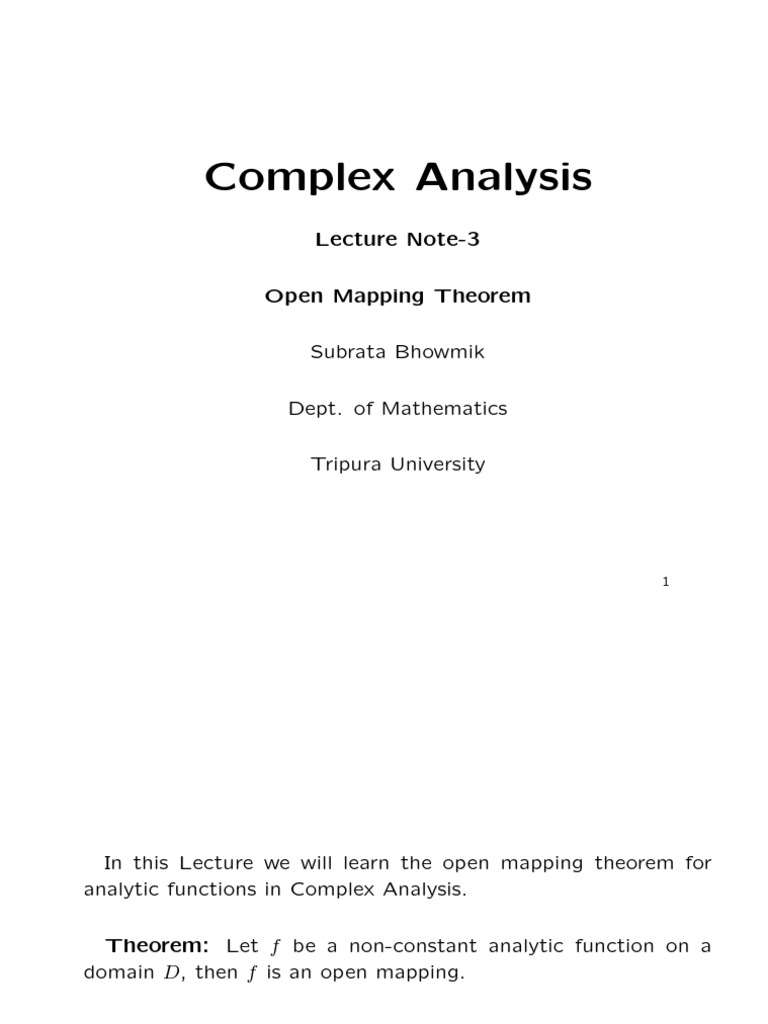 Open Mapping Theorem in Complex Analysis | PDF