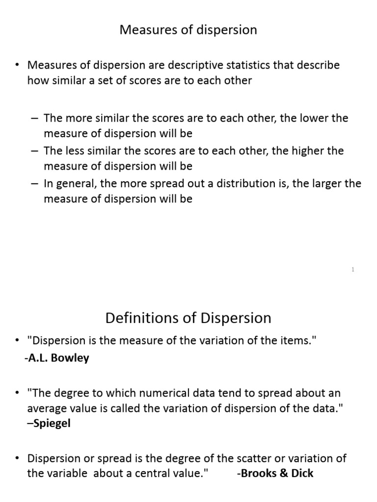 Understanding Measures of Dispersion | PDF | Standard Deviation | Variance