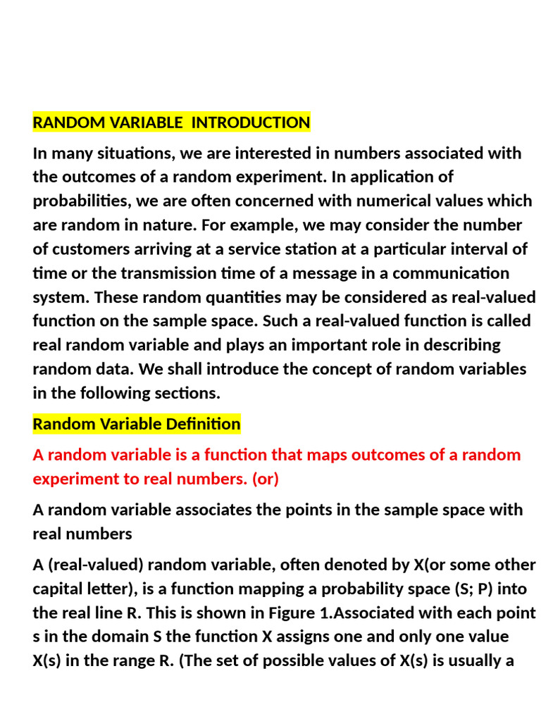 Introduction to Random Variables and Types | PDF | Probability ...
