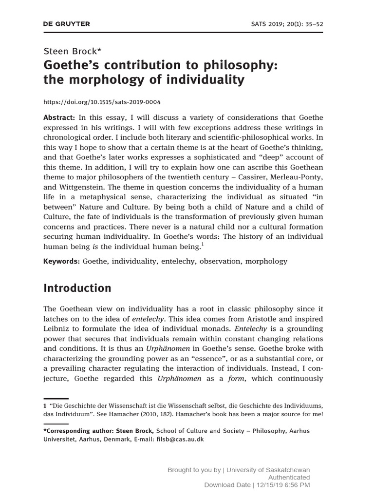 Goethe's Philosophy of Individuality | PDF | Johann Wolfgang Von Goethe ...