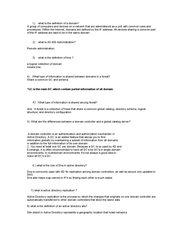 AD Questions | PDF | Active Directory | Domain Name System