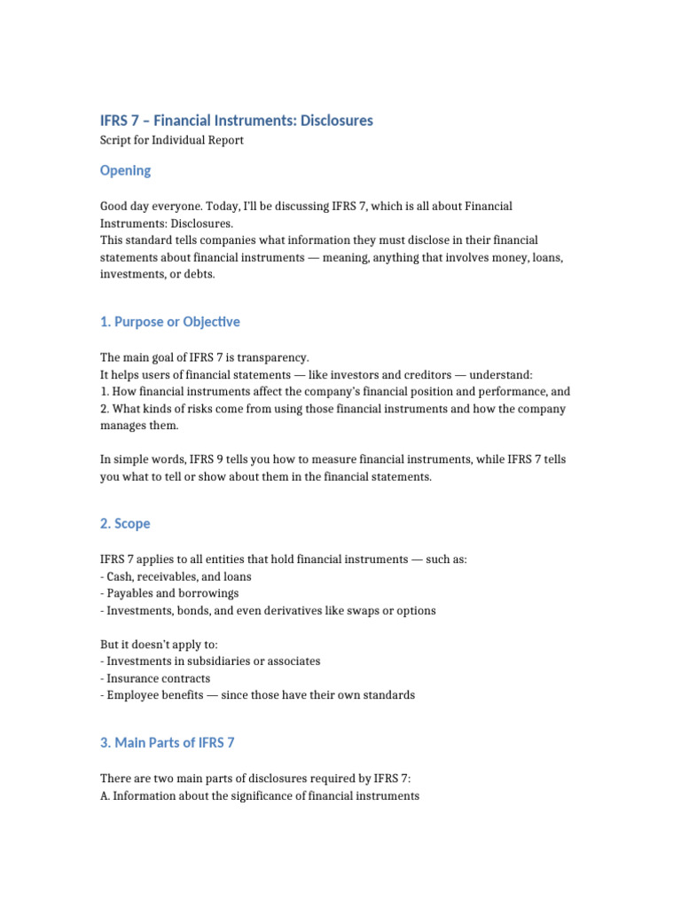 IFRS 7 Financial Instruments Disclosures | PDF | Fair Value ...