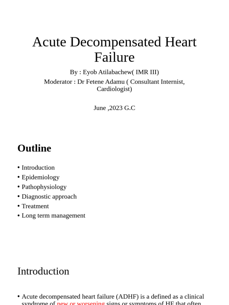 Acute Decompensated Heart Failure Guide | PDF | Heart Failure | Blood ...