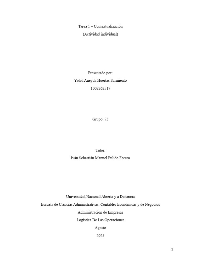 Logisica de Las Operaciones - Tarea 1 - Yadid H | PDF | Logística ...