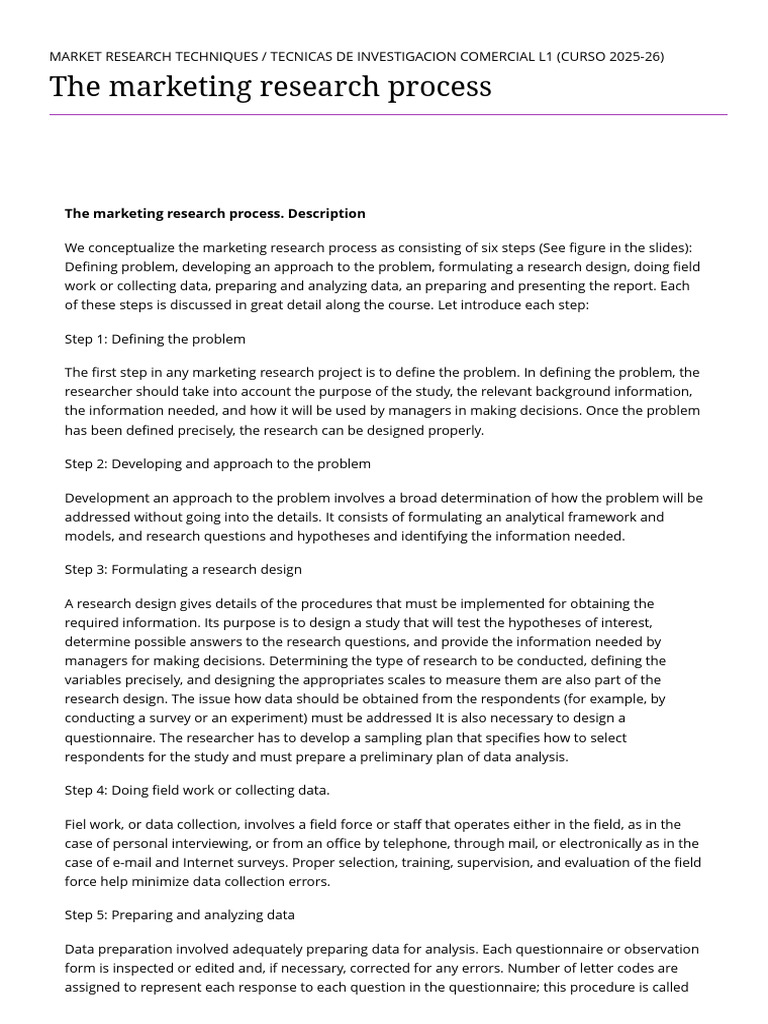 Marketing Research Process | PDF | Data Analysis | Survey Methodology