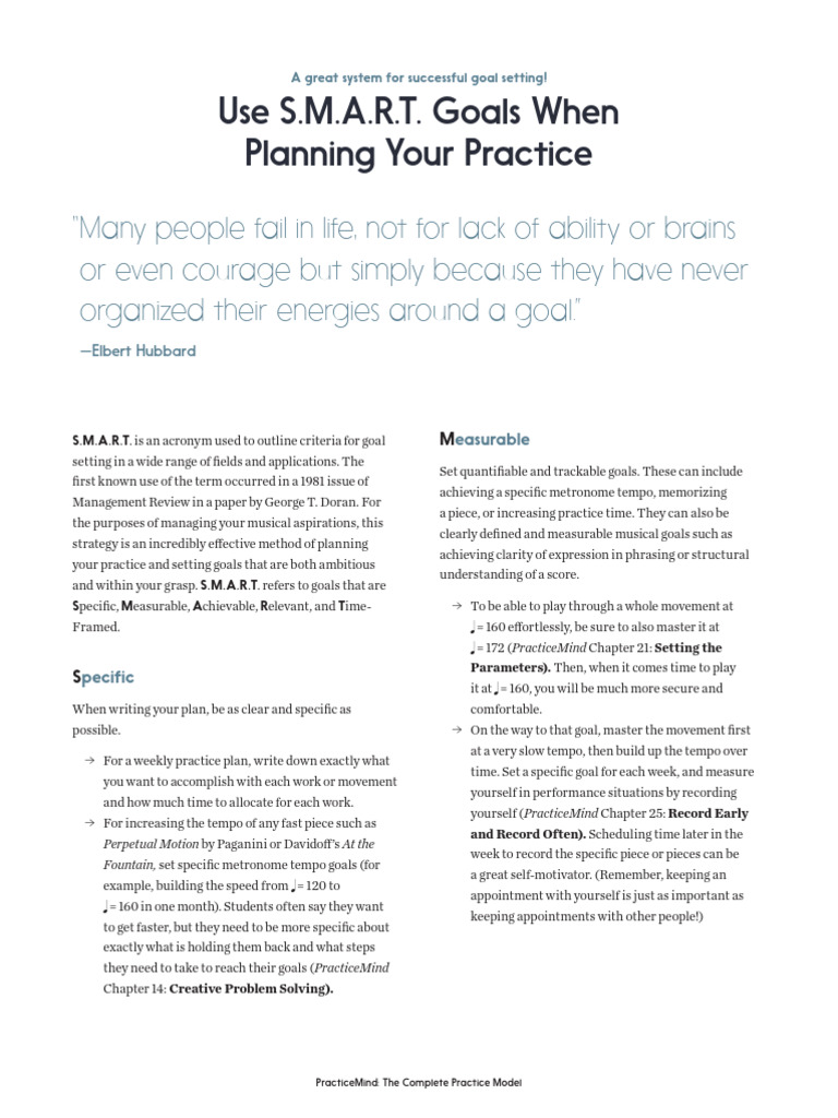 PracticeMind Use SMART Goals When Planning Your Practice | PDF ...
