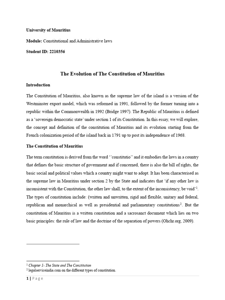 Evolution of Mauritius' Constitution | PDF | Constitution | Mauritius