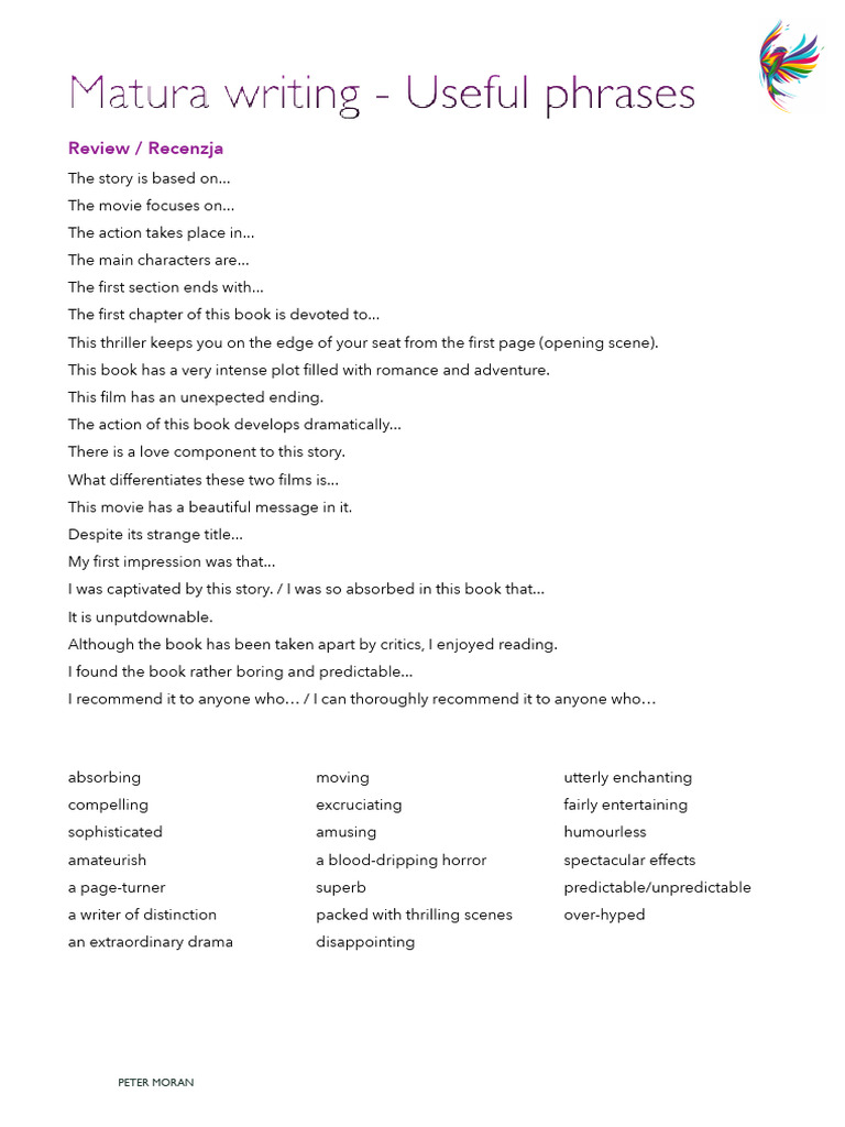 Essential Phrases for Matura Writing | PDF