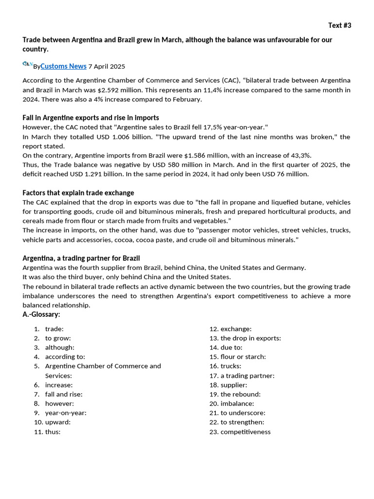Text #3 Argentina Brazil +Activities | PDF | Economies