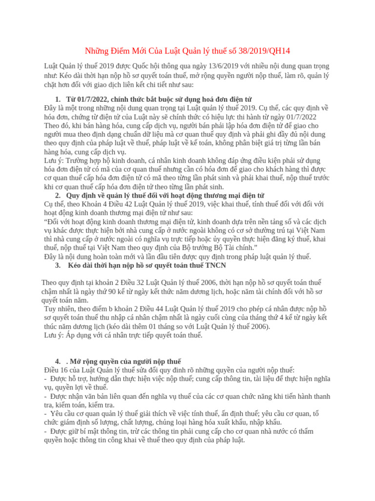 02 - Nhung Diem Moi Luat QLT So 38.2019.QH14 | PDF