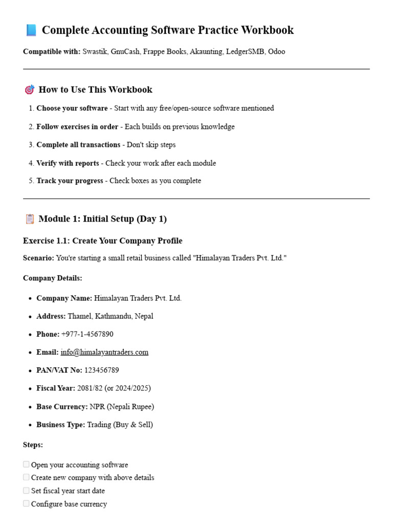 Accounting Software Workbook Guide | PDF | Debits And Credits | Banks