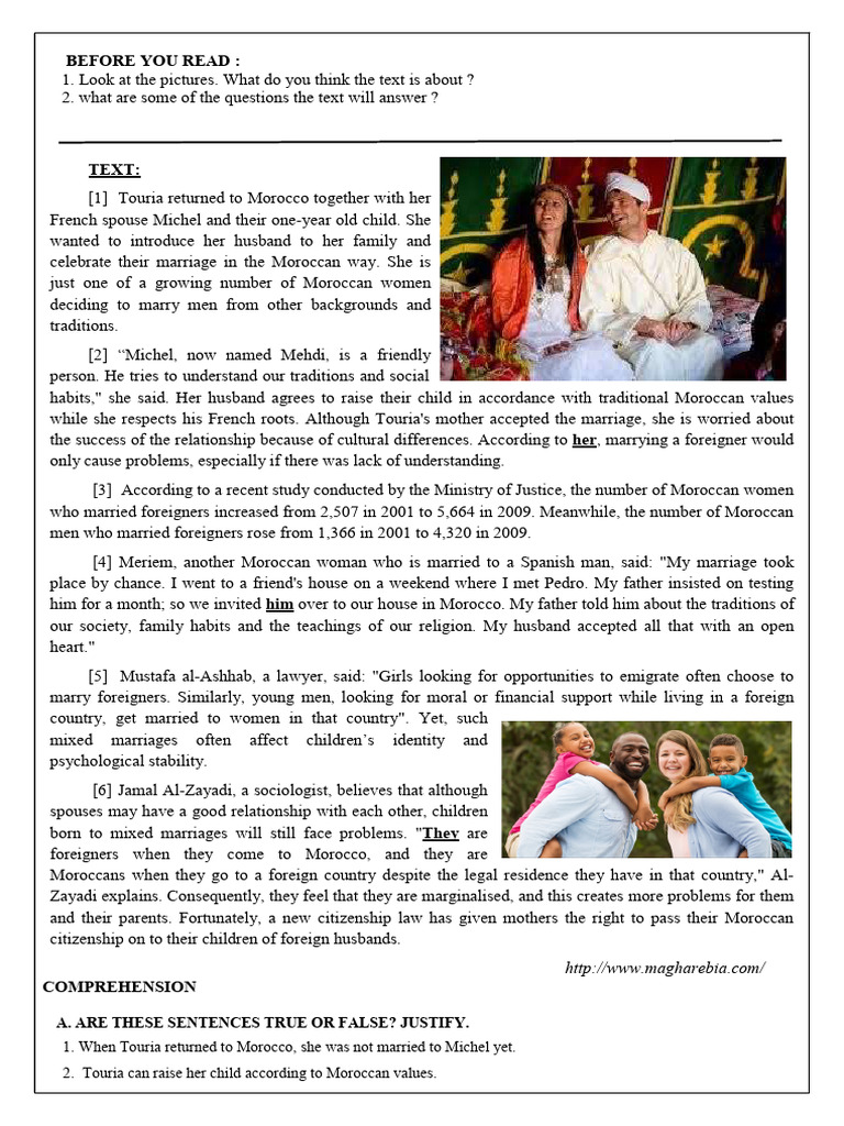 Reading Cultural Values | PDF | Marriage | Morocco