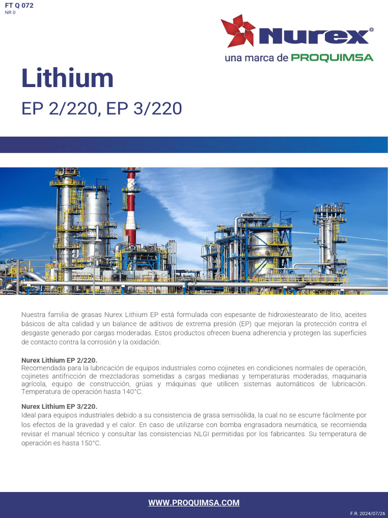Nurex Lithium Ep2 FT | PDF | Rodamiento (Mecánico) | Física Aplicada e ...