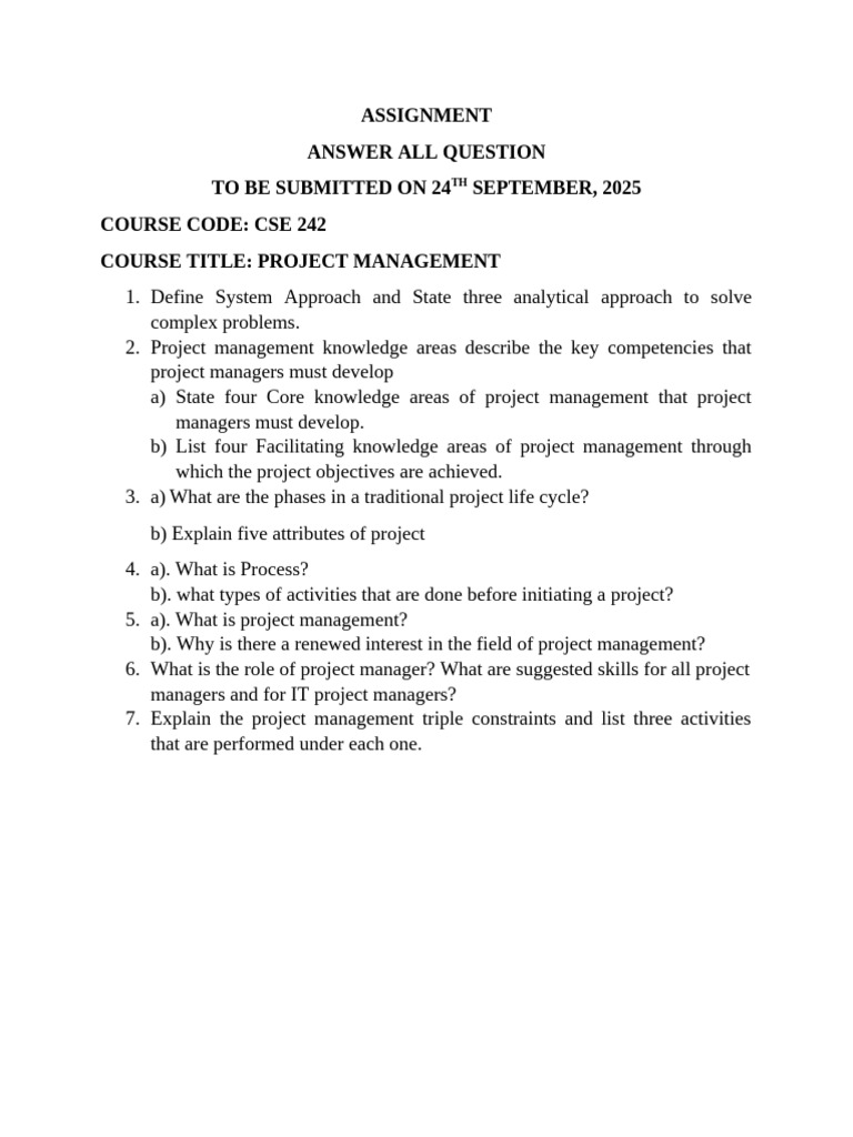 PM Assign 2025 | PDF