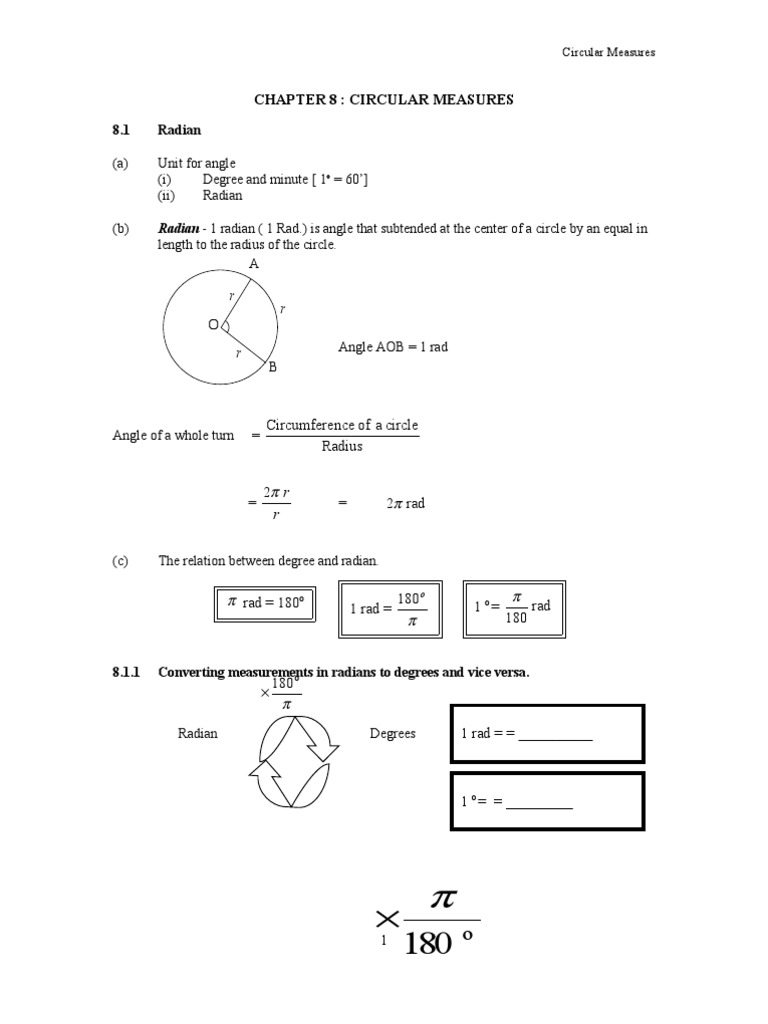 Circular Measures Exercises | PDF