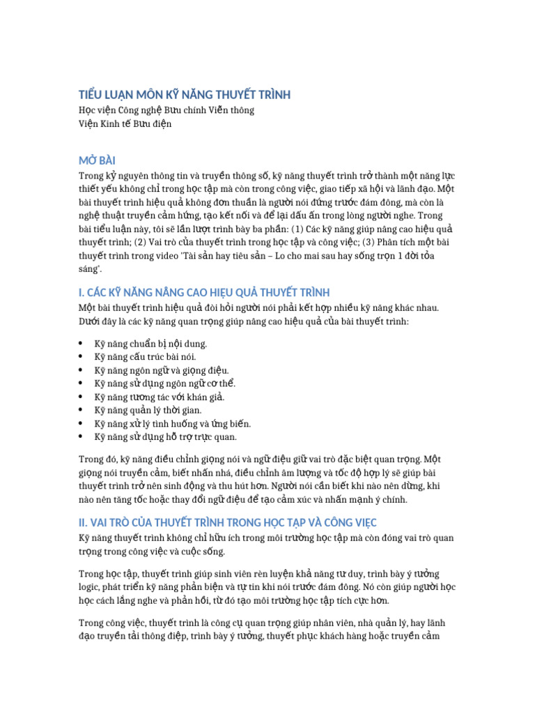 Tieu Luan Ky Nang Thuyet Trinh | PDF