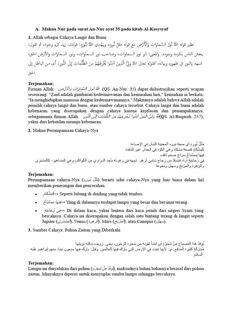 Inti Makna Dari An Nur Ayat 35 | PDF