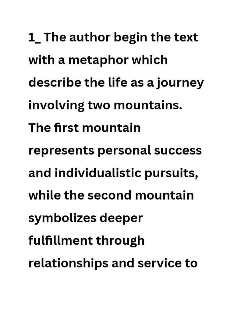 1 - The Author Begin The Text With A Metaphor Which Describe The Life ...