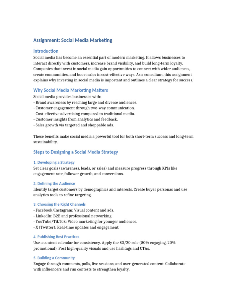 Social Media Marketing Assignment | PDF | Social Media | Popular ...