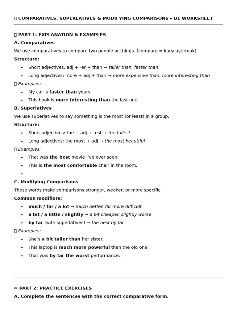 Modifying Comparatives and Superlatives | PDF