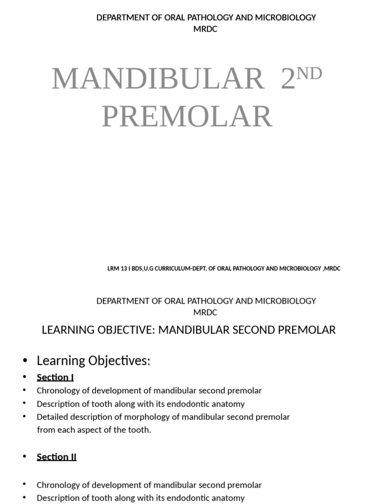 Mandibular Second Premolar | PDF | Dental Anatomy | Primate Anatomy