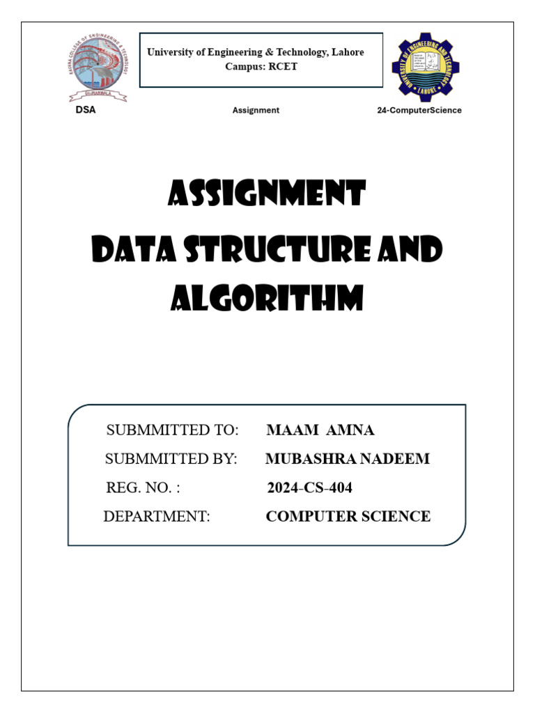 24-CS-404 Assignment DSA (Stack and Queue) | PDF | Queue (Abstract Data Type) | Computer Engineering