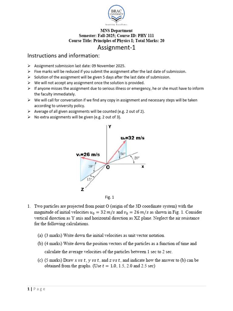 Phy-111 Assignment 1 | PDF