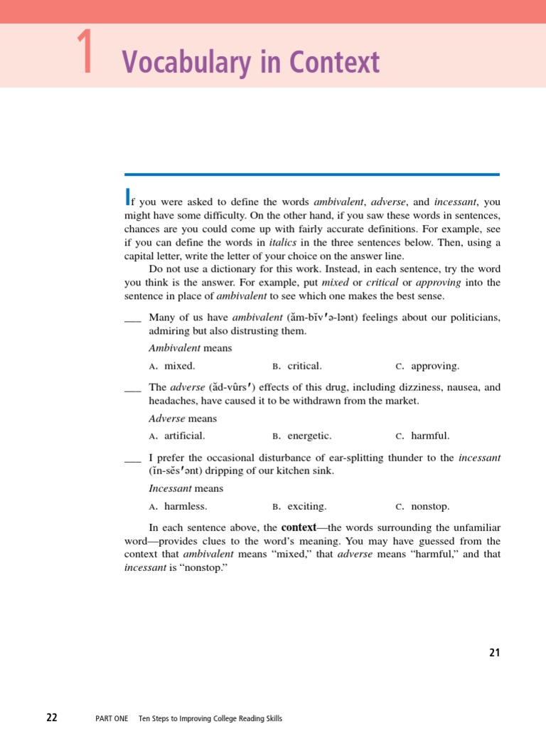 Vocabulary in Context | PDF